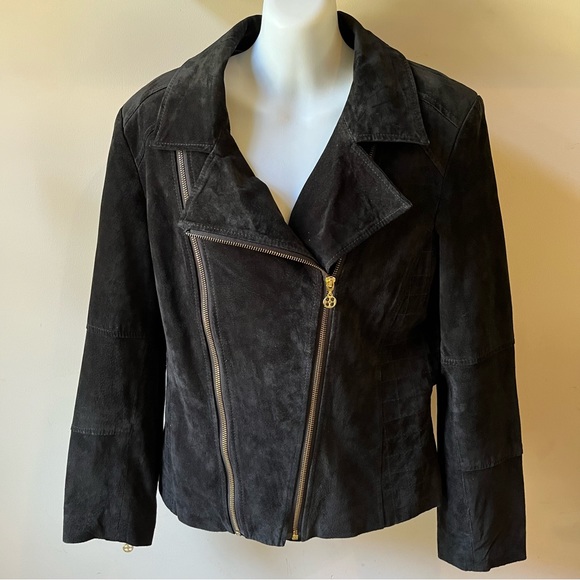 IMAN | Jackets & Coats | Iman Black Suede Leather Moto Jacket Large ...